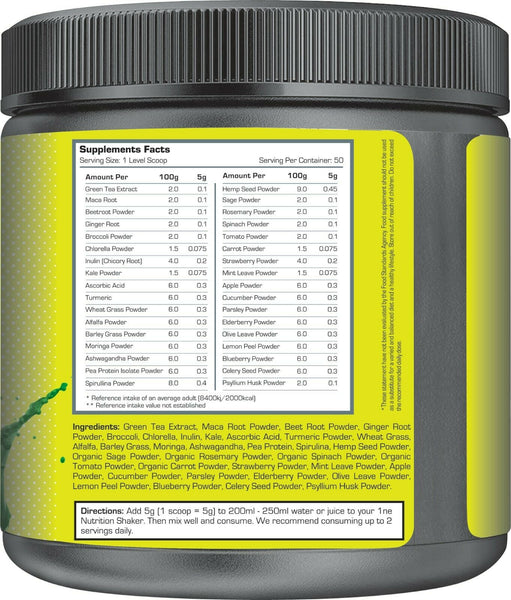 Buy 1ne Nutrition Super Greens 34+ Ingredients 250g | London – London ...