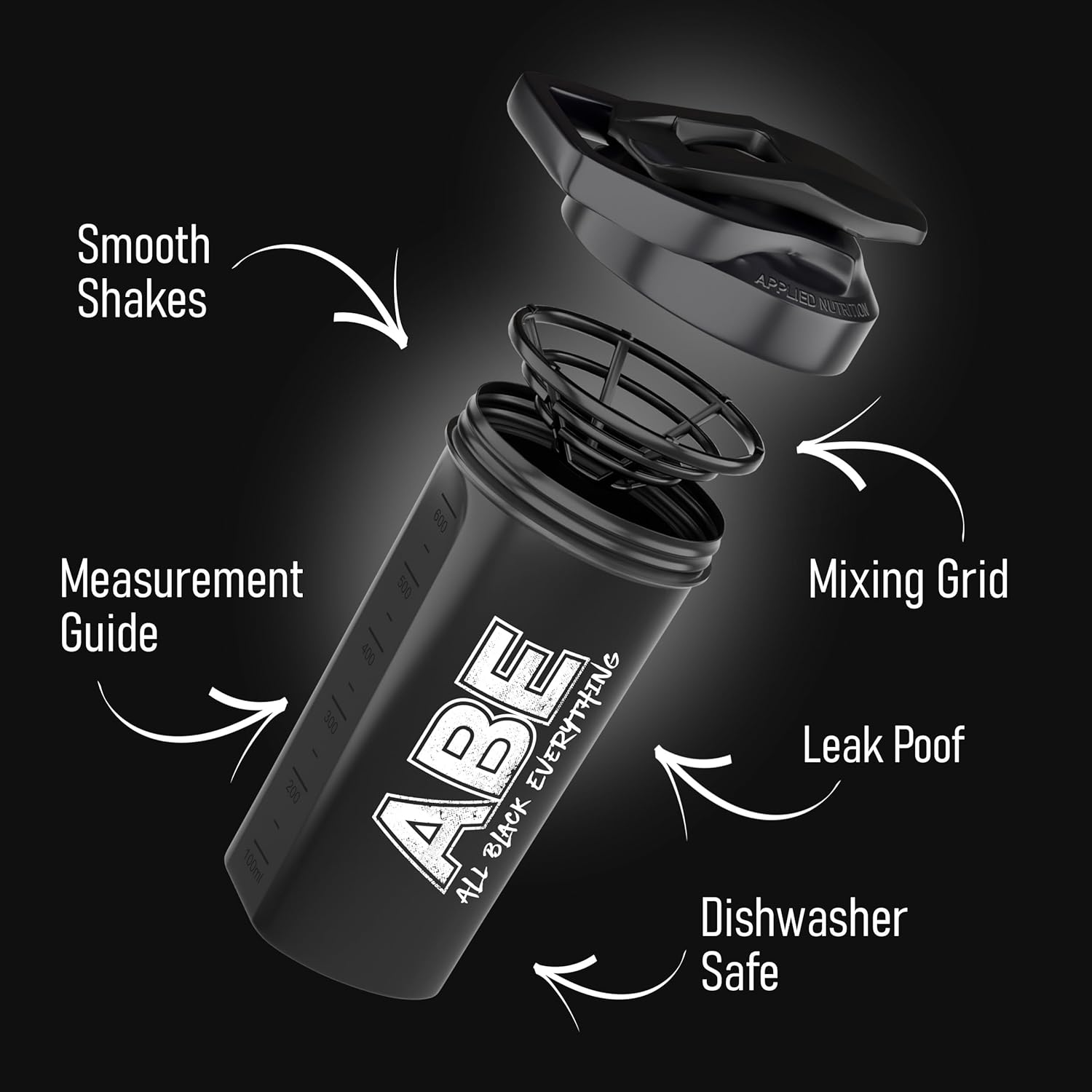 Buy Applied Nutrition ABE - All Black Everything Shaker 600ml Black | – London Supplements