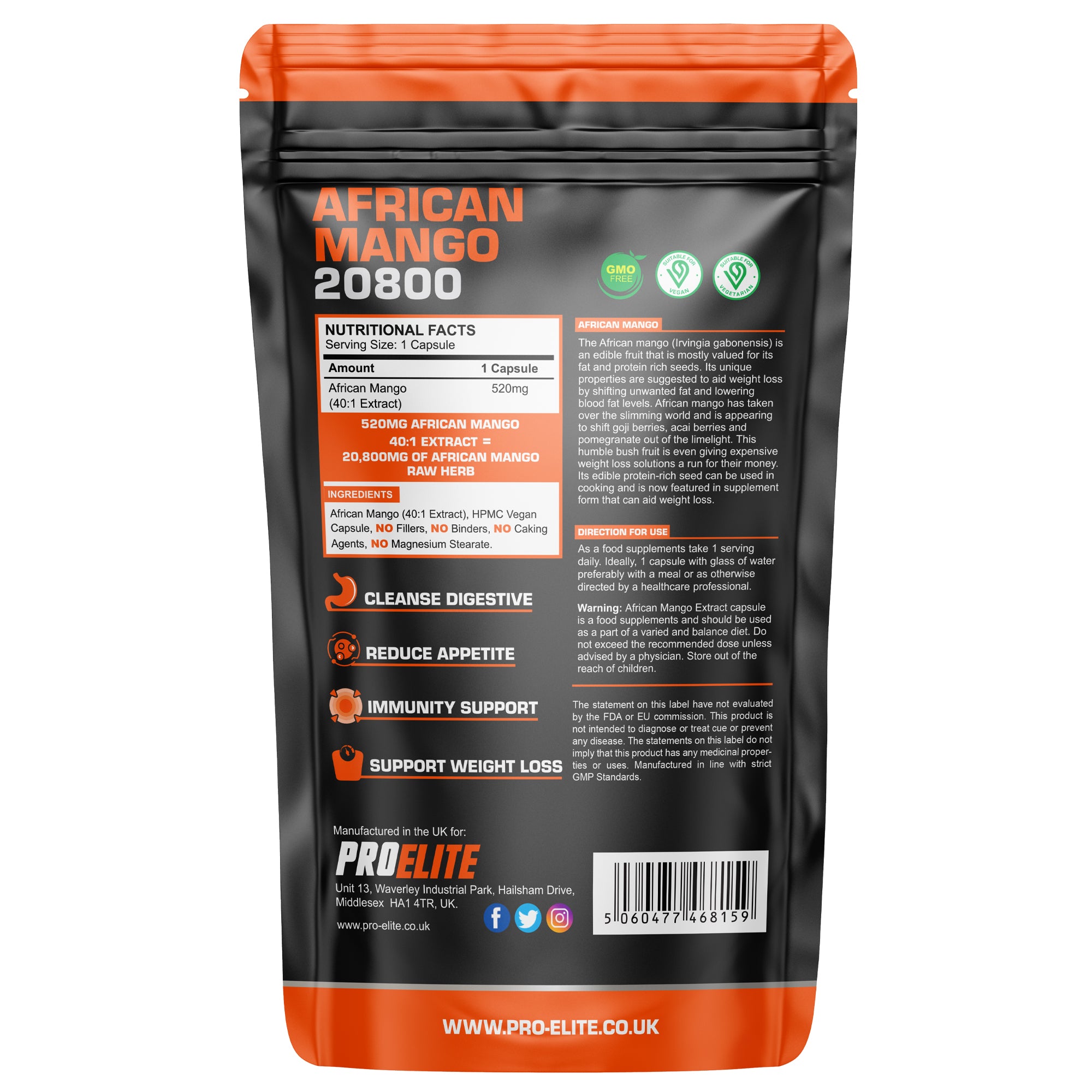 Buy PROELITE African Mango Capsules | London Supplements