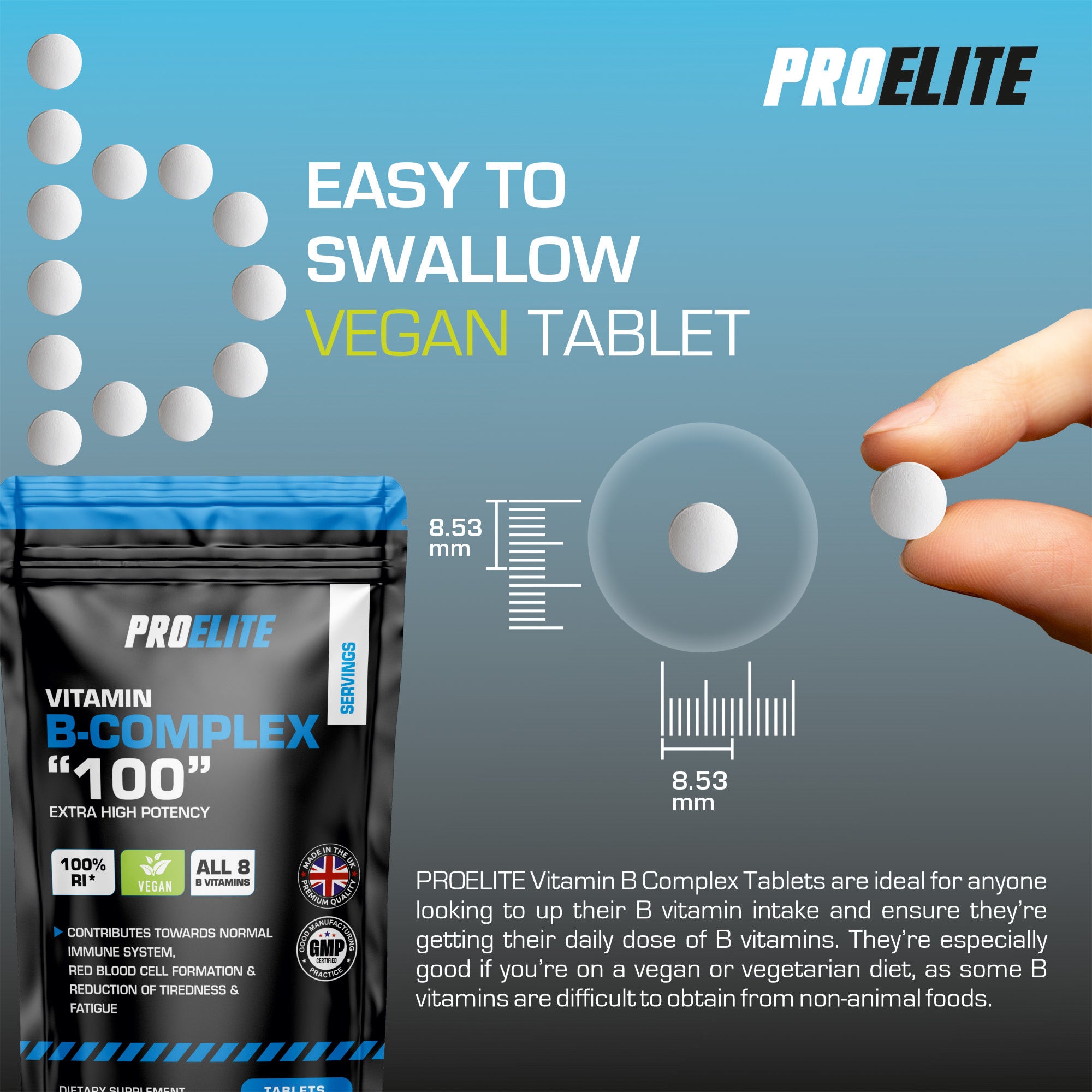 Buy Pro-Elite B-Complex Vegan Tablets | London Supplements