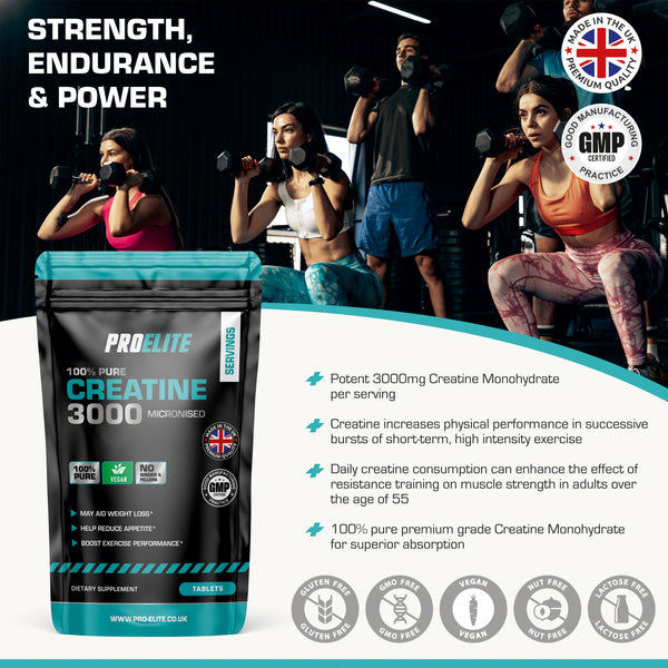 Buy Pro-Elite Creatine Monohydrate 500mg Vegan Tablets | London ...