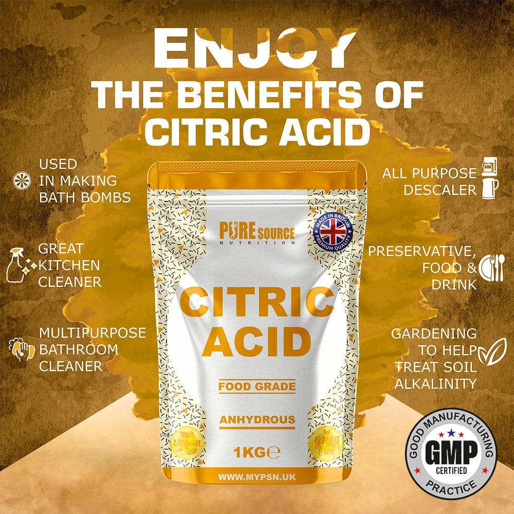 Buy Pure Source Nutrition Citric Acid 1KG Pouch | London Supplements