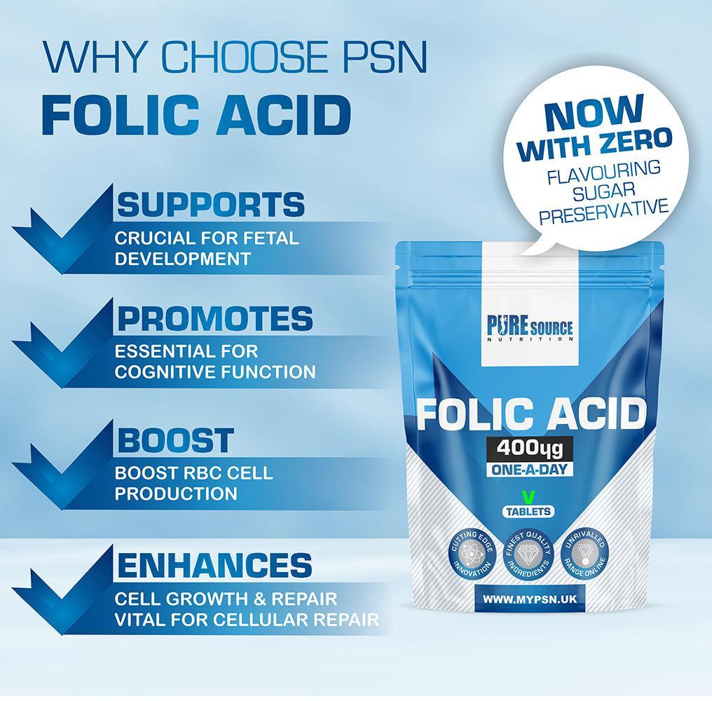 Buy Pure Source Nutrition Folic Acid Tablets | London Supplements