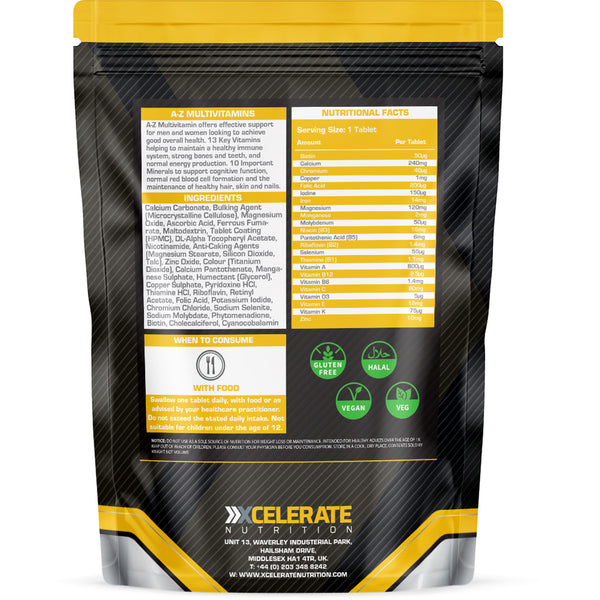 Buy XCelerate Nutrition A-Z Multi Vitamins & Minerals Tablets | London ...